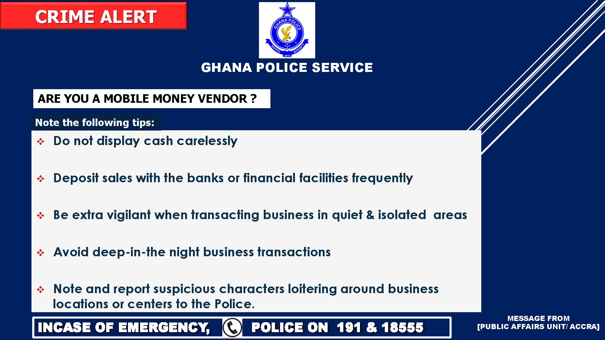Crime Alert – Mobile Money – Ghana Police Service